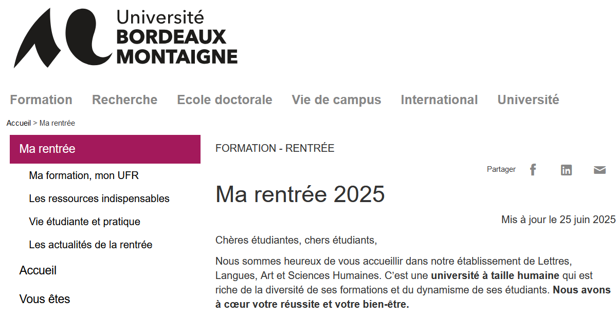 Réunions de rentrée des étudiants de l'UBM :: Campus Agen